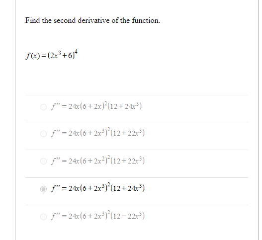 Solved Find the second derivative of the function. | Chegg.com