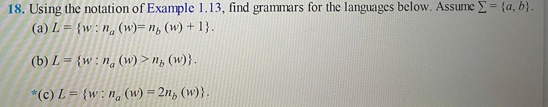 Solved Using the notation of Example 1.13, ﻿find grammars | Chegg.com