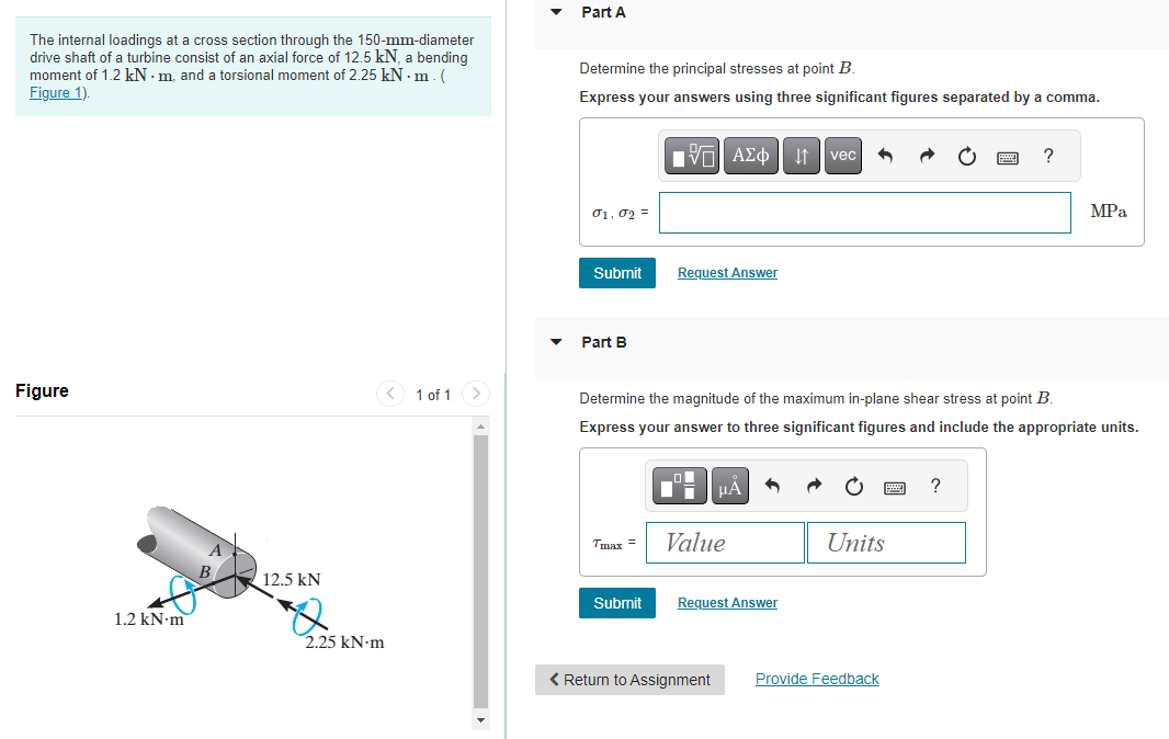 Solved The internal loadings at a cross section through the | Chegg.com