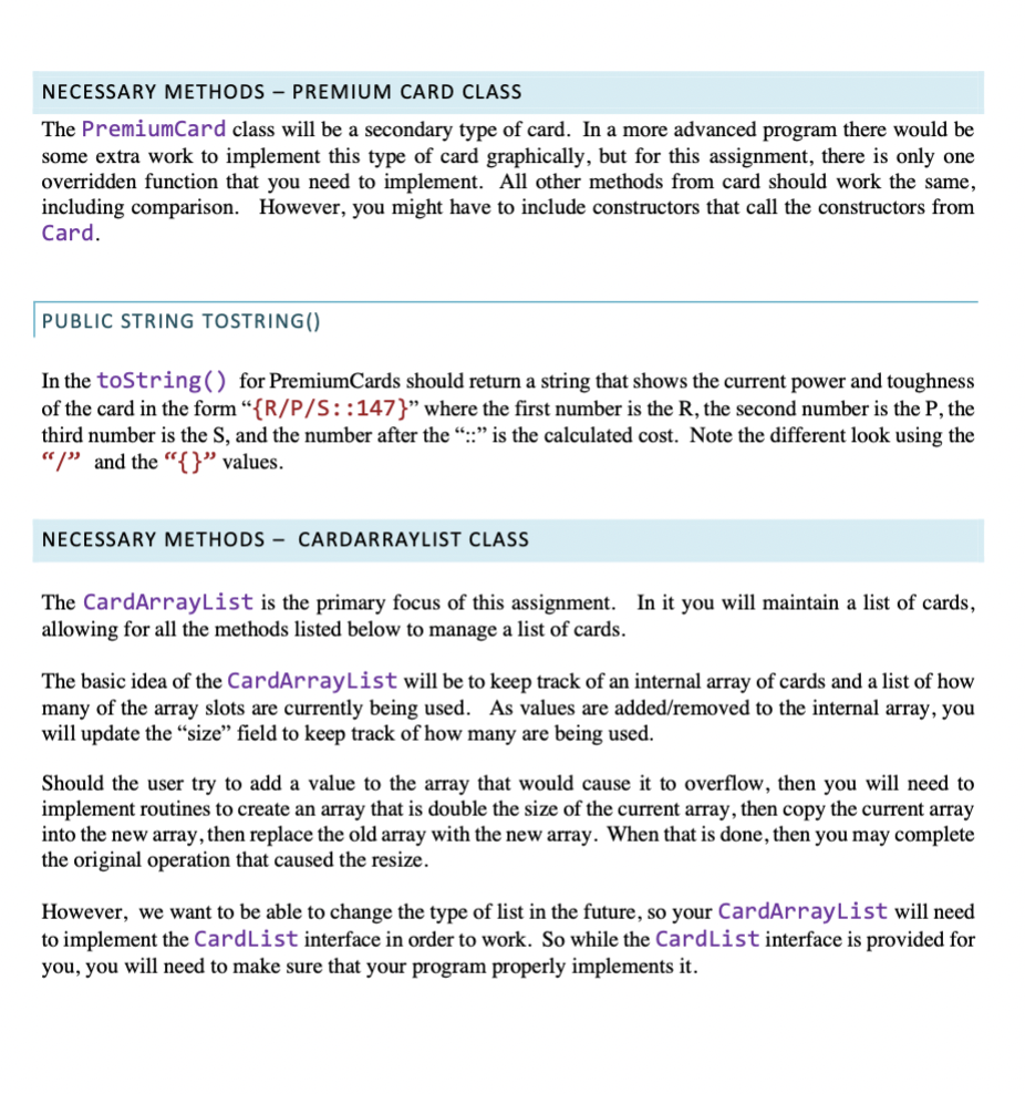 Solved CS145 - PROGRAMMING ASSIGNMENT CARD ARRAY LIST | Chegg.com