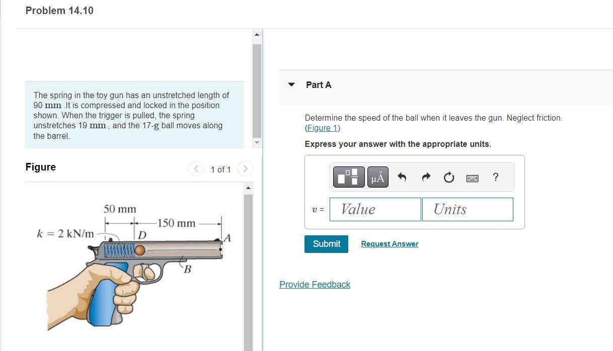Solved The spring in the toy gun has an unstretched length | Chegg.com