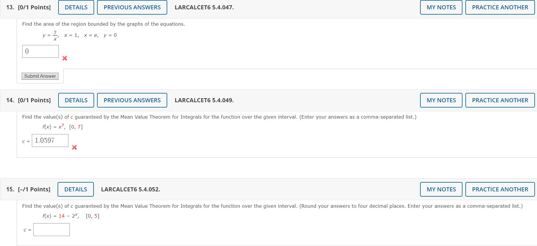 Solved 13. [0/1 Points] DETAILS PREVIOUS ANSWERS LARCALCET6 | Chegg.com