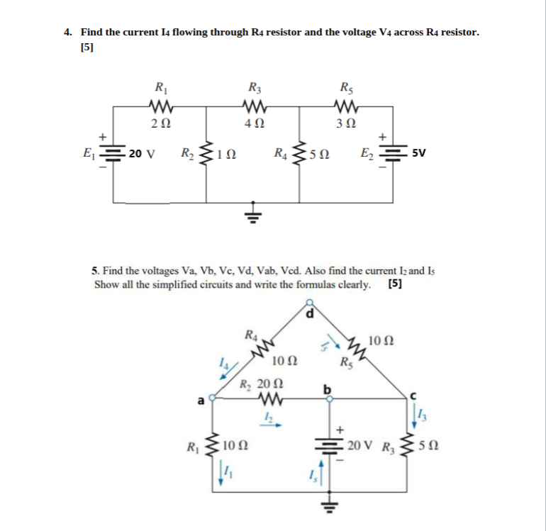 Solved 4. Find the current 14 flowing through R4 resistor | Chegg.com
