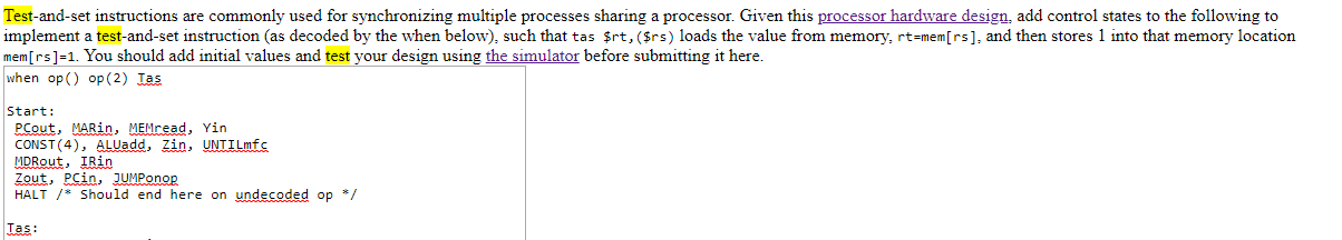 Test-and-set instructions are commonly used for | Chegg.com