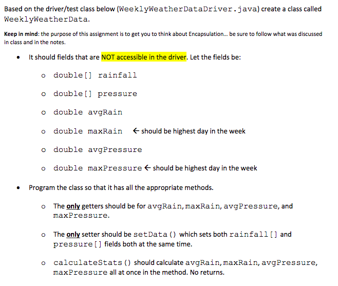 Solved Based on the driver/test class below | Chegg.com