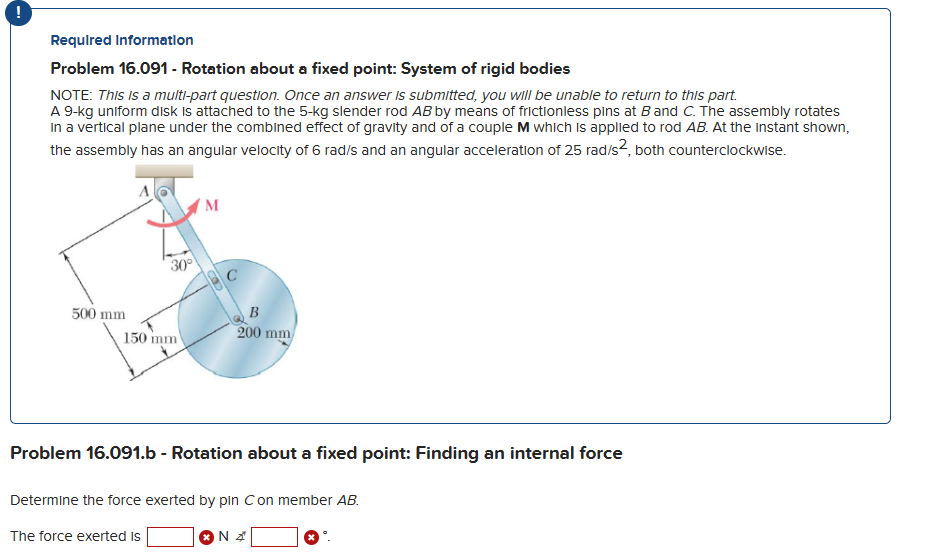 Solved Problem 16.091 - Rotation about a fixed point: System | Chegg.com