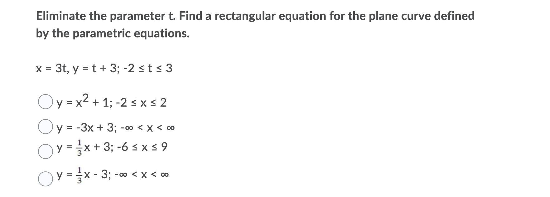 Solved Eliminate the parameter t. Find a rectangular | Chegg.com