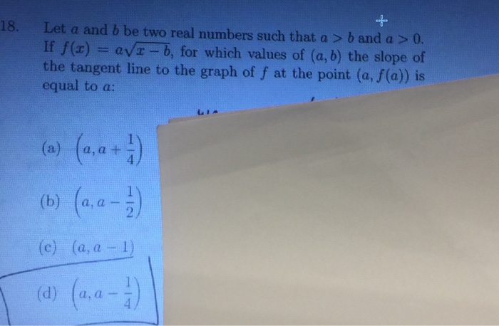 Solved Let a and b be two real numbers such that a > b and a | Chegg.com