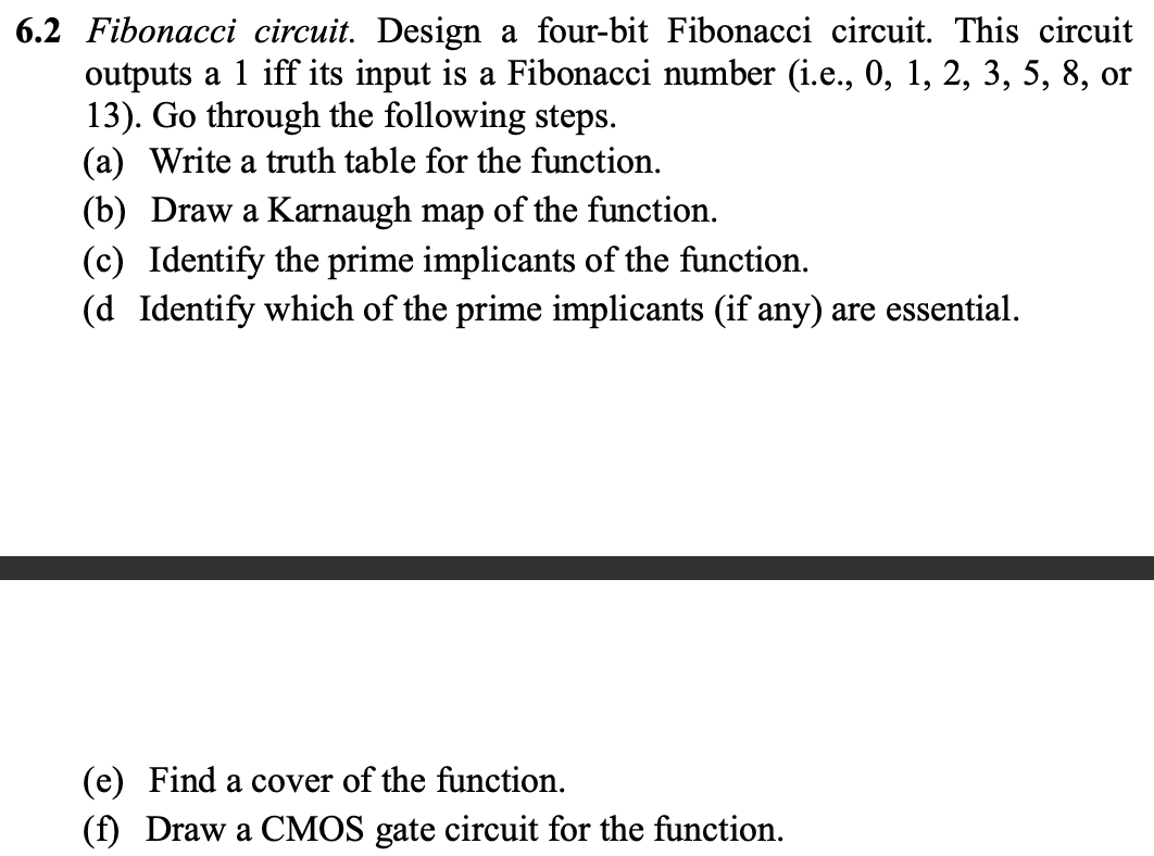 Solved 6.2 Fibonacci circuit. Design a four-bit Fibonacci | Chegg.com
