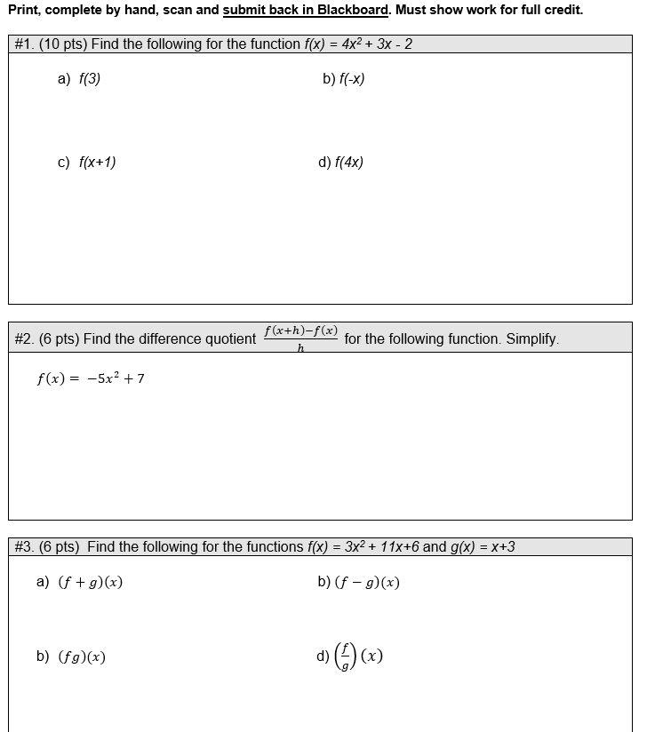 Solved #1. (10 pts) Find the following for the function | Chegg.com