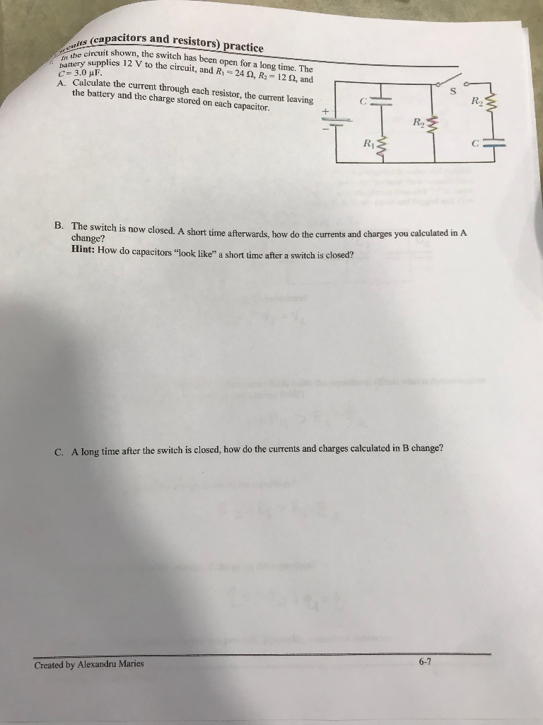 Solved capacitors and resistors) practice t shown, the | Chegg.com
