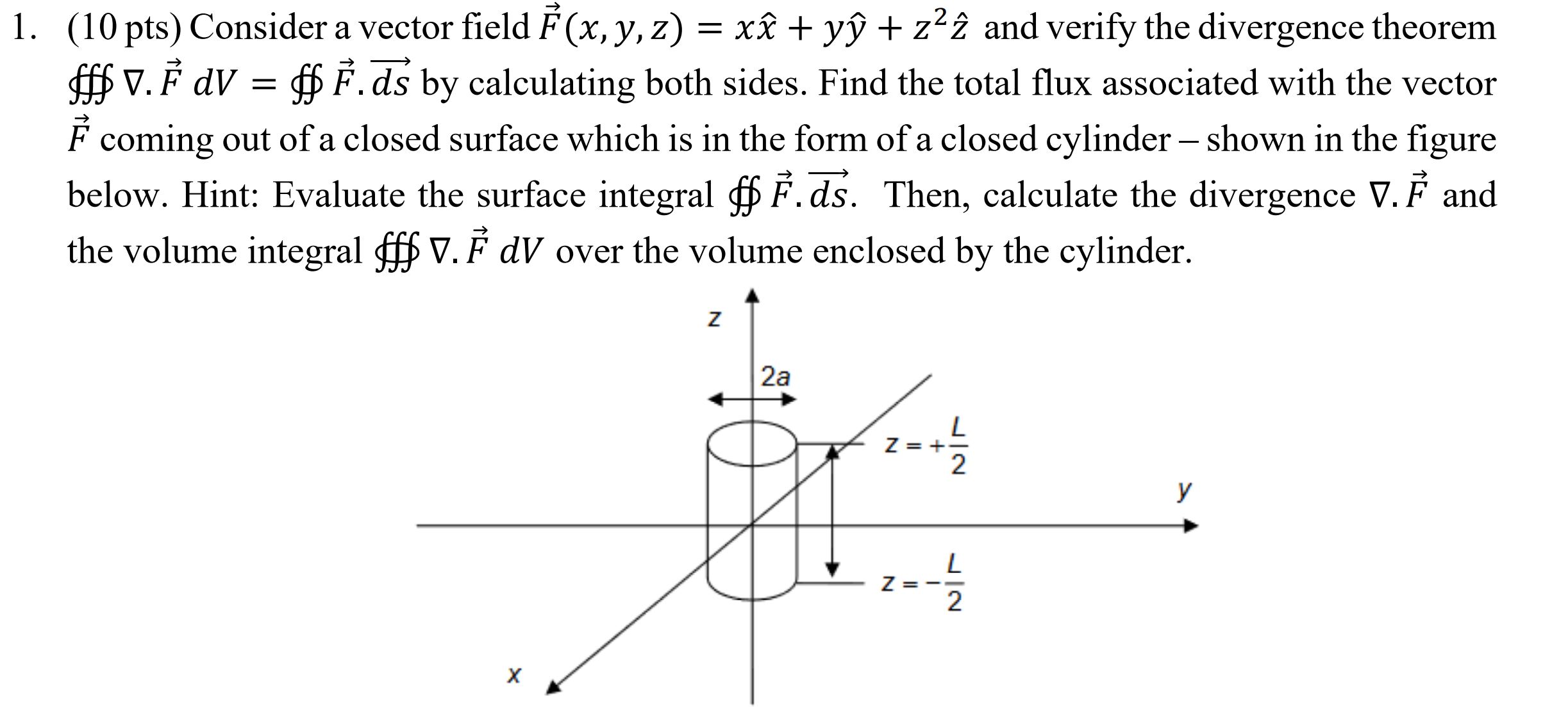 Solved (10 pts ) Consider a vector field vec(F)(x,y,z)=x | Chegg.com