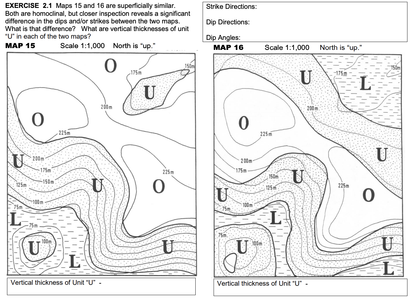Solved Strike Directions: EXERCISE 2.1 Maps 15 and 16 are | Chegg.com