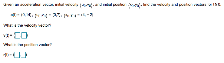 Solved Given an acceleration vector, initial velocity , | Chegg.com