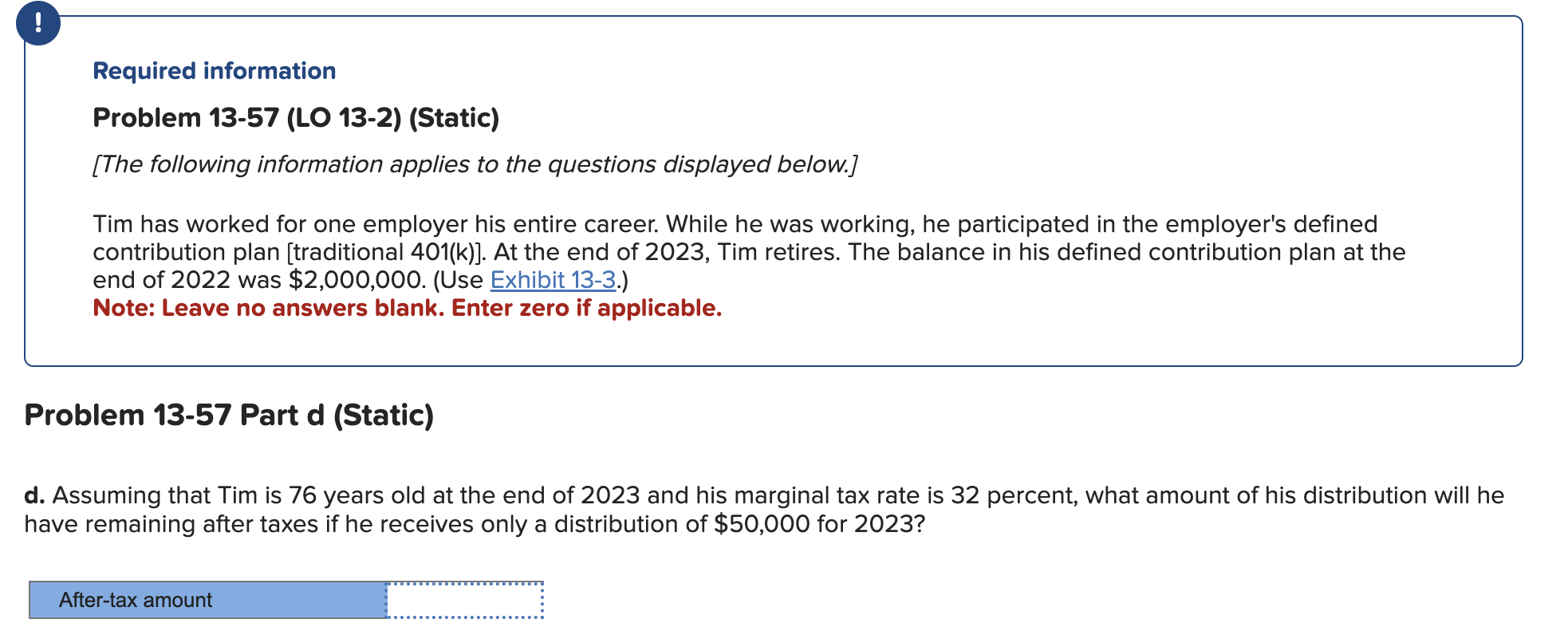 Solved !Required informationProblem 13-57 (LO | Chegg.com Solved !Required informationProblem 13-57 (LO | Chegg.com