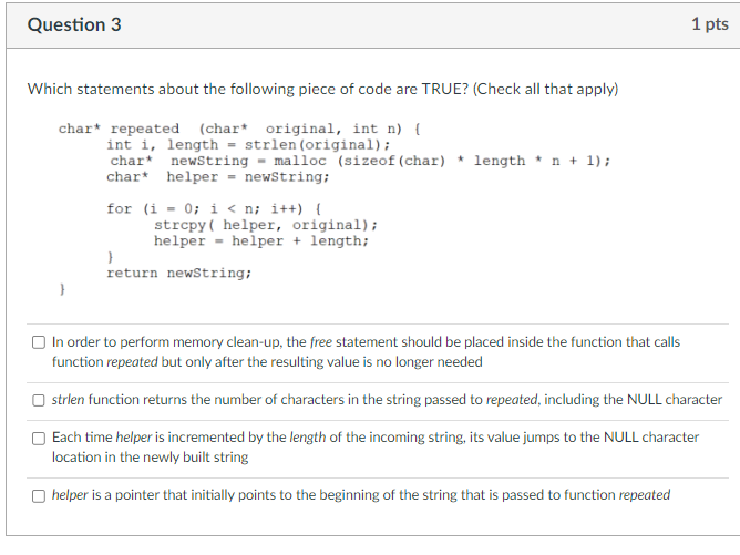 Solved Assuming that for the following piece of code memory | Chegg.com