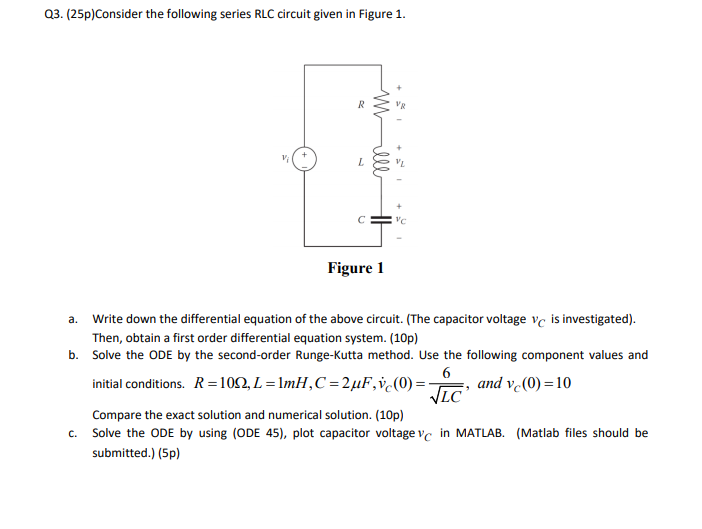 Solved Q3. (25p)Consider the following series RLC circuit | Chegg.com