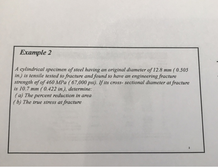Solved Example 2 A cylindrical specimen of steel having an | Chegg.com