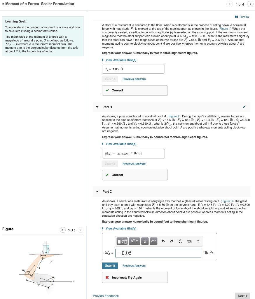 Solved Moment of a Force: Scalar Formulation | Chegg.com