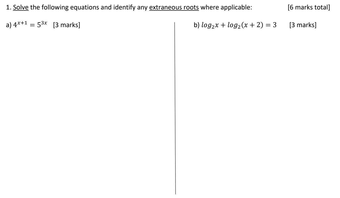 Solved 1. Solve the following equations and identify any | Chegg.com
