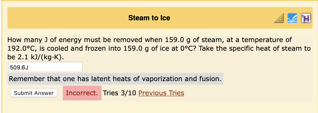 Solved Steam to Ice How many ) of energy must be removed | Chegg.com