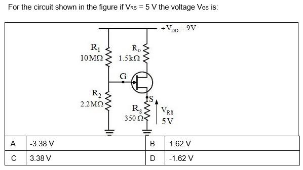 [Solved]: For the circuit shown in the figure if VRs = 5 V