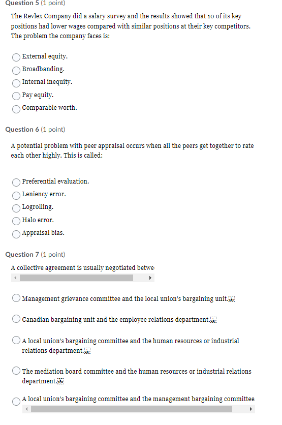 Solved Question 5 (1 point) The Revlex Company did a salary | Chegg.com