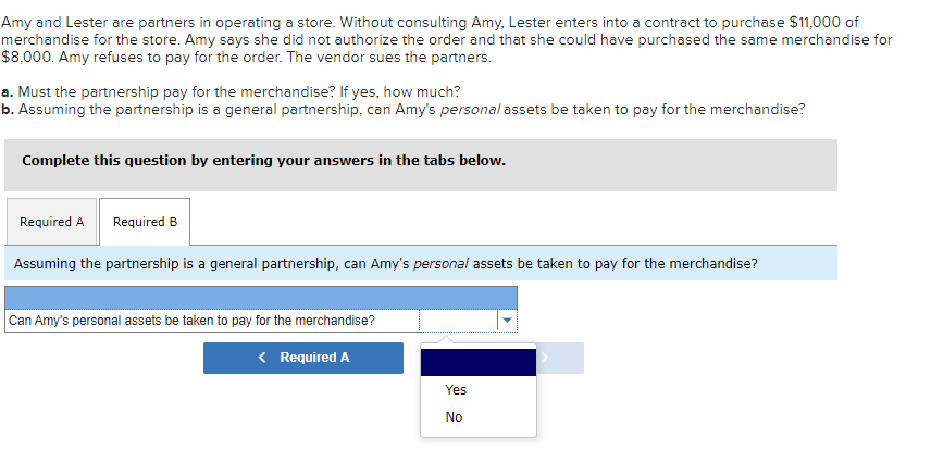 Solved Amy and Lester are partners in operating a store. | Chegg.com