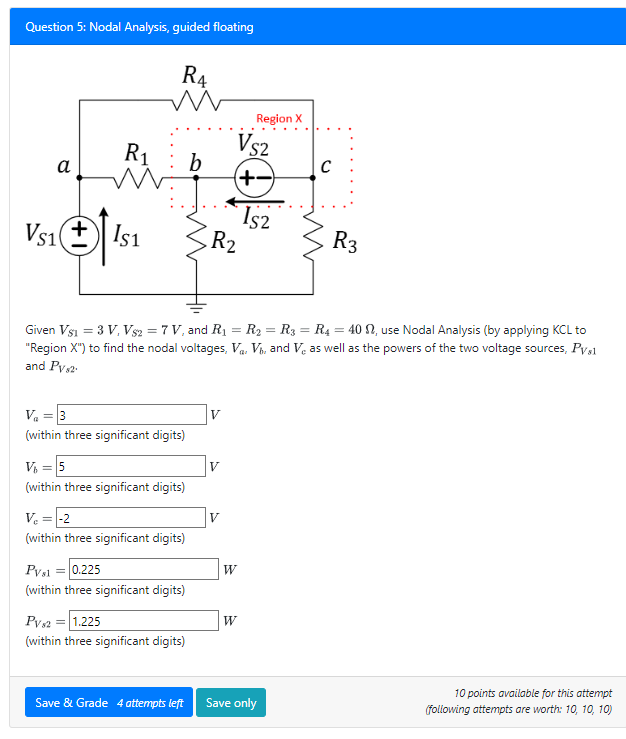 Solved Question 5: Nodal Analysis, guided floating Given | Chegg.com