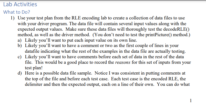 Solved What to Do? 1) Use your test plan from the RLE | Chegg.com