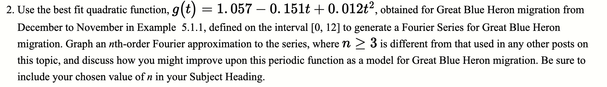 Solved 2. Use the best fit quadratic function, | Chegg.com