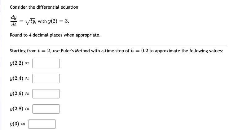 Solved Consider the differential equation dy dt ty, with | Chegg.com