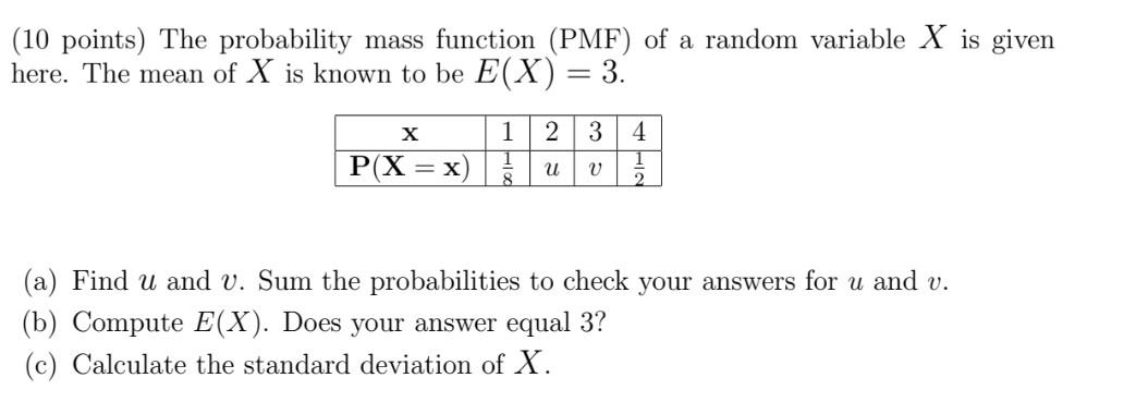 Solved (10 points) The probability mass function (PMF) of a | Chegg.com