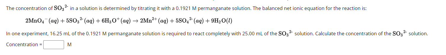 Solved The concentration of SO32− in a solution is | Chegg.com