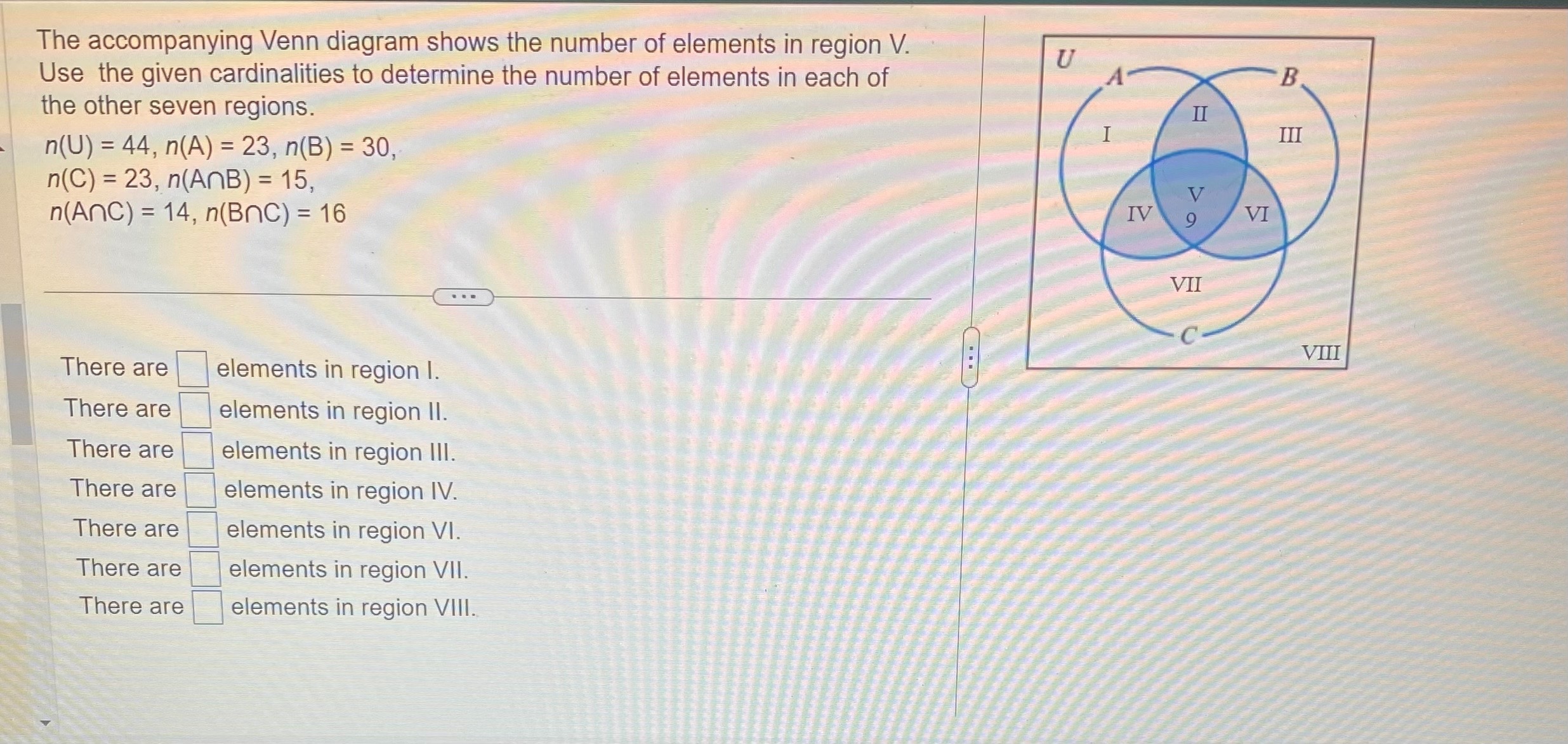Solved The accompanying Venn diagram shows the number of | Chegg.com