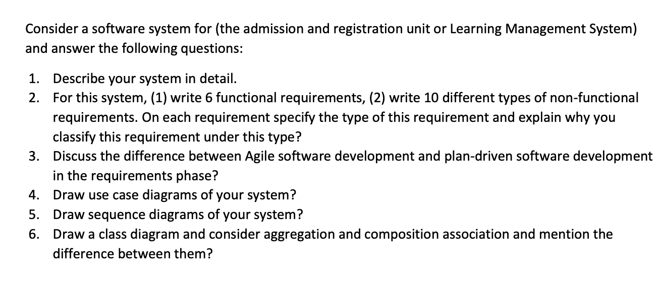 Solved Consider a software system for (the admission and | Chegg.com