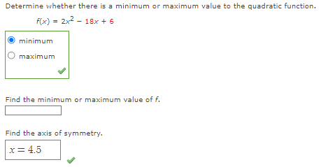 Solved Determine whether there is a minimum or maximum value | Chegg.com