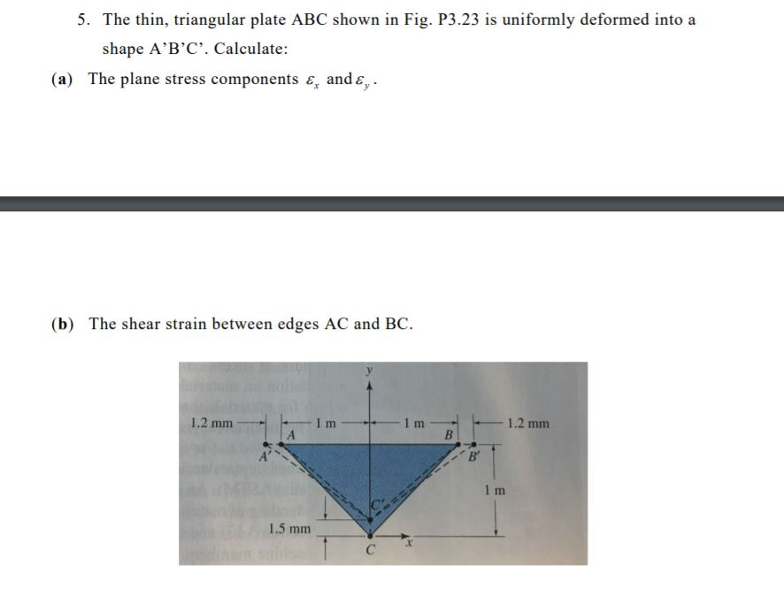 Solved 5. The thin, triangular plate ABC shown in Fig. P3.23 | Chegg.com