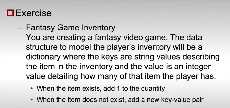 Solved D Exercise - Fantasy Game Inventory You are creating | Chegg.com