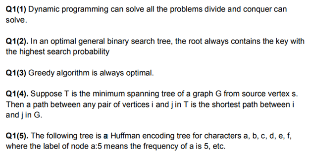 Q1(1) Dynamic programming can solve all the problems | Chegg.com
