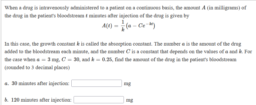 Solved When a drug is intravenously administered to a | Chegg.com