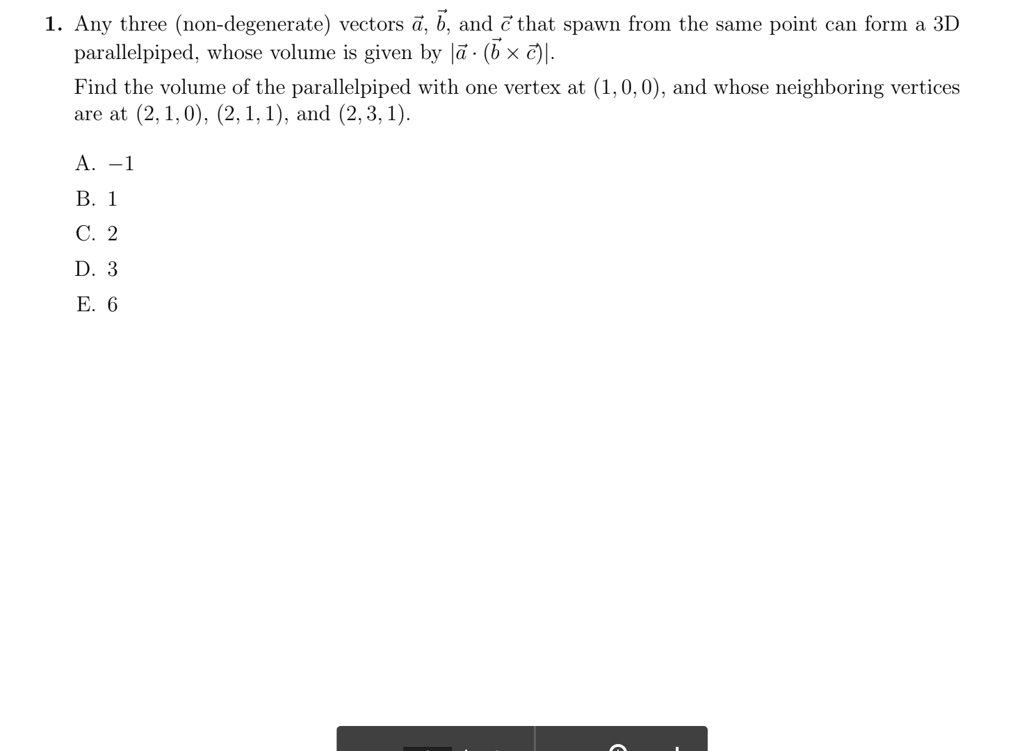 Solved 1. Any three (non-degenerate) vectors a,b, and c that | Chegg.com