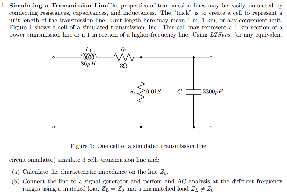 Solved 1. Simulating a Transmission LineThe properties of | Chegg.com