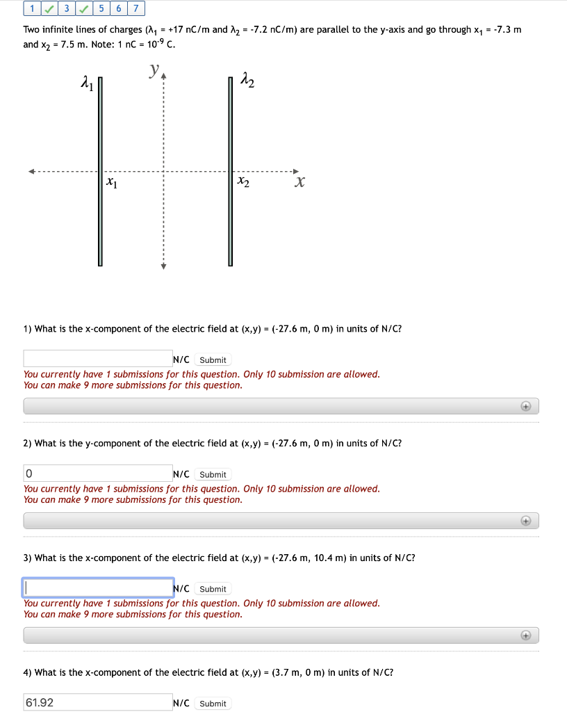 Solved 5)What is the x-component of the electric field at | Chegg.com