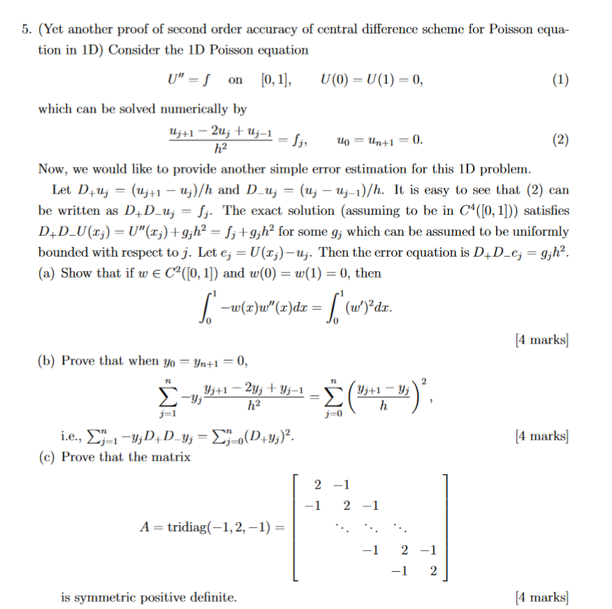 Solved 5. (Yet another proof of second order accuracy of | Chegg.com