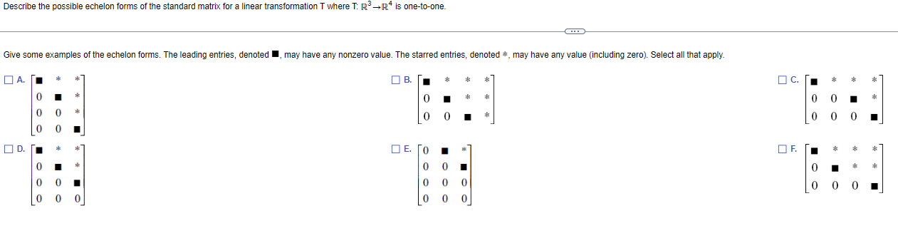 Solved ive some examples of the echelon forms. The leading | Chegg.com