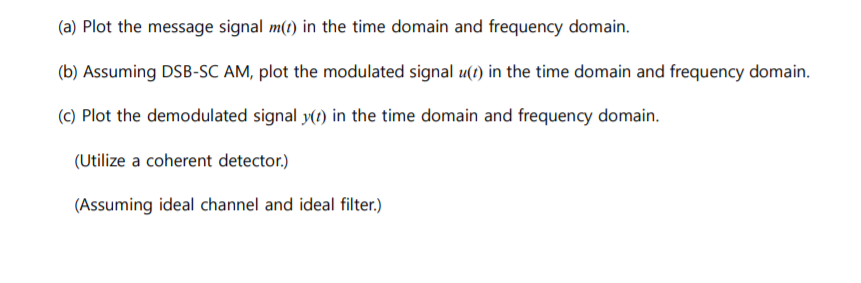 (a) Plot the message signal m(t) in the time domain | Chegg.com