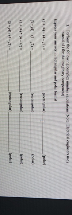 Solved 3. Perform the following complex number calculations | Chegg.com