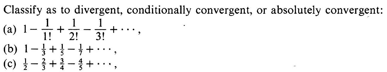 Solved Classify as to divergent, conditionally convergent, | Chegg.com