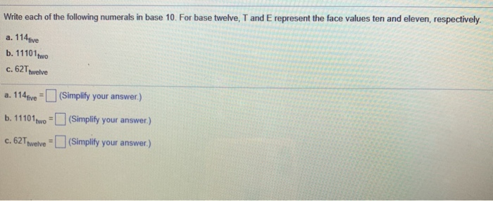 Solved Write each of the following numerals in base 10. For | Chegg.com